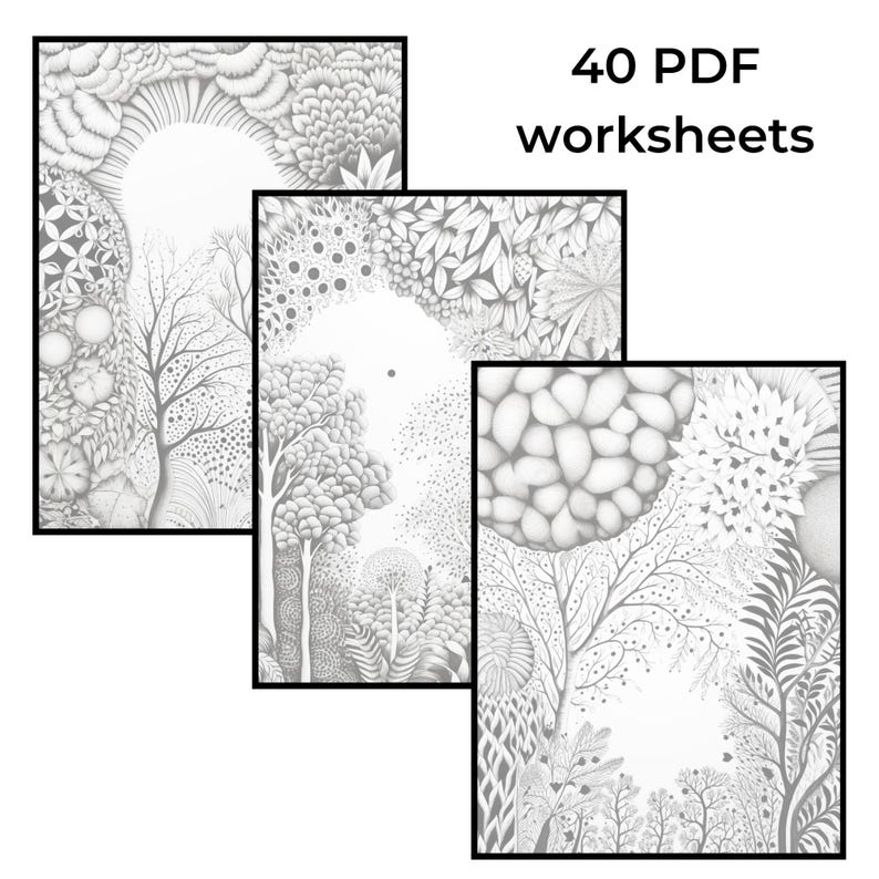 Zentangle Nature Designs | 40 Botanical Doodle Pages | Printable ...