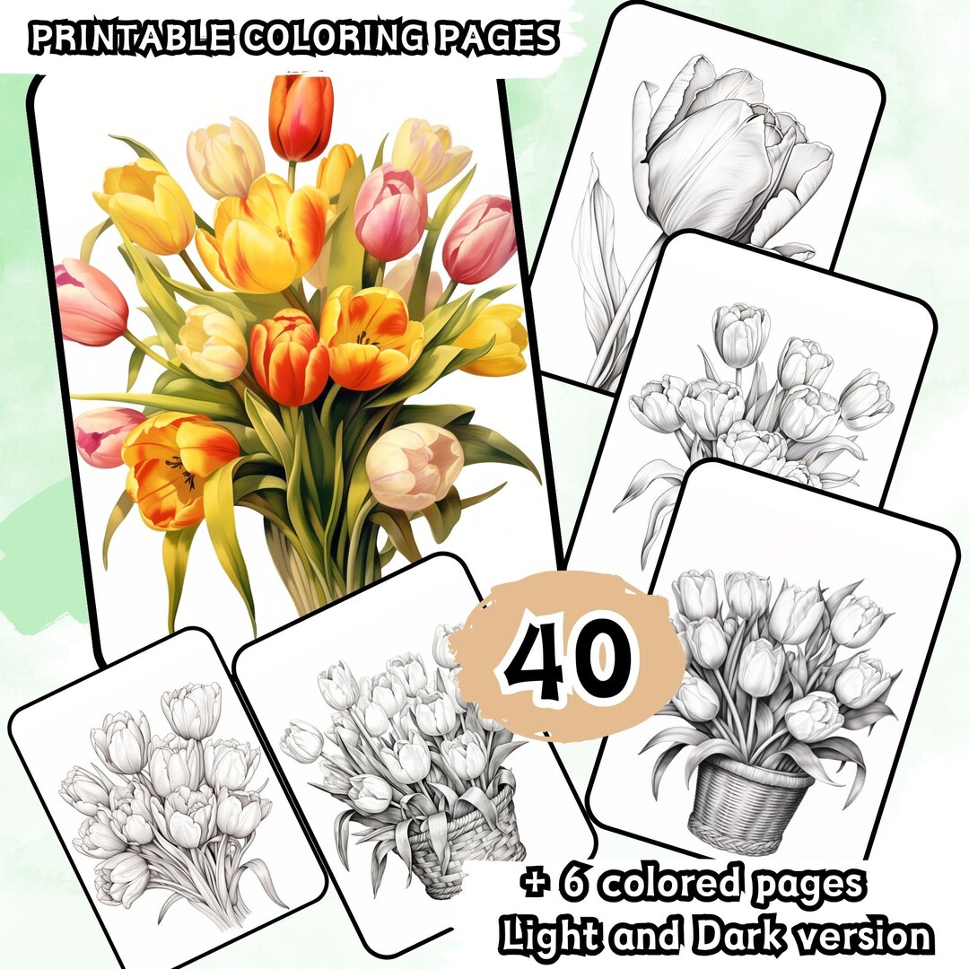 Spring Tulips Coloring Book, Explore Nature's Beauty With Exquisite ...