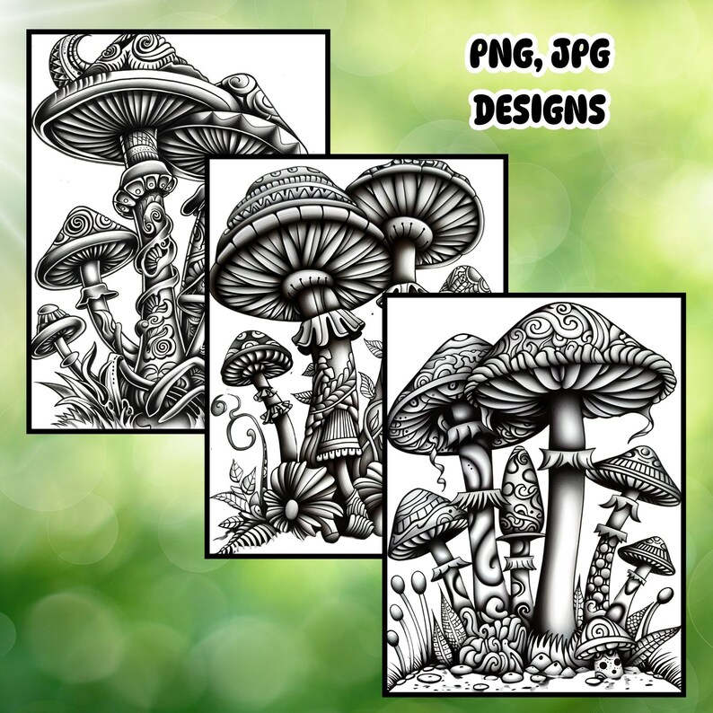 Zentangle Mushroom Patterns With Enchanting Coloring Pages and Doodle ...