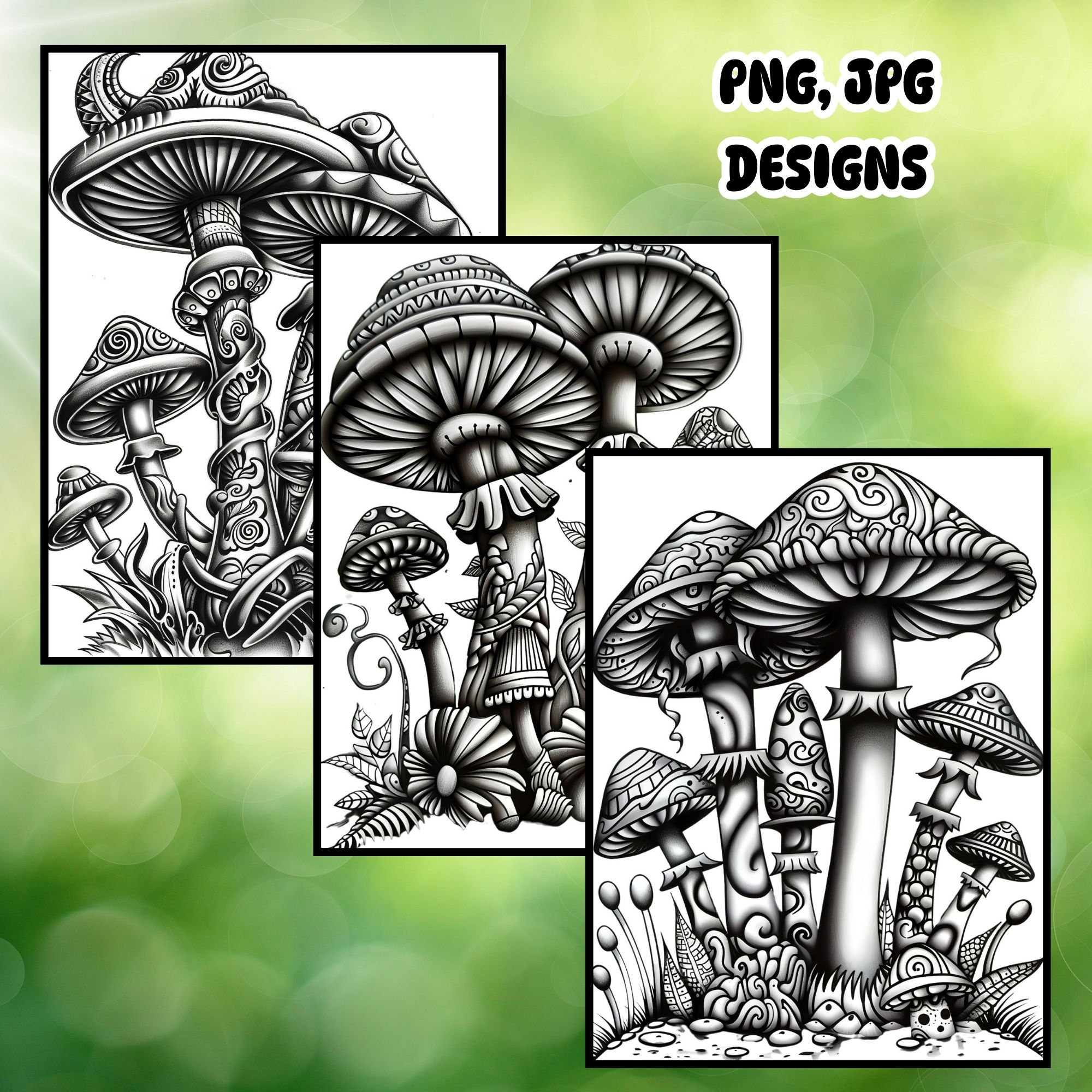 Zentangle Mushroom Patterns With Enchanting Coloring Pages and Doodle ...