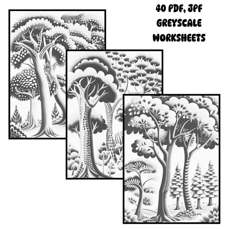 Zentangle Tree Drawing Practice Sheets | 40 PDF JPG Zendoodle Tree ...