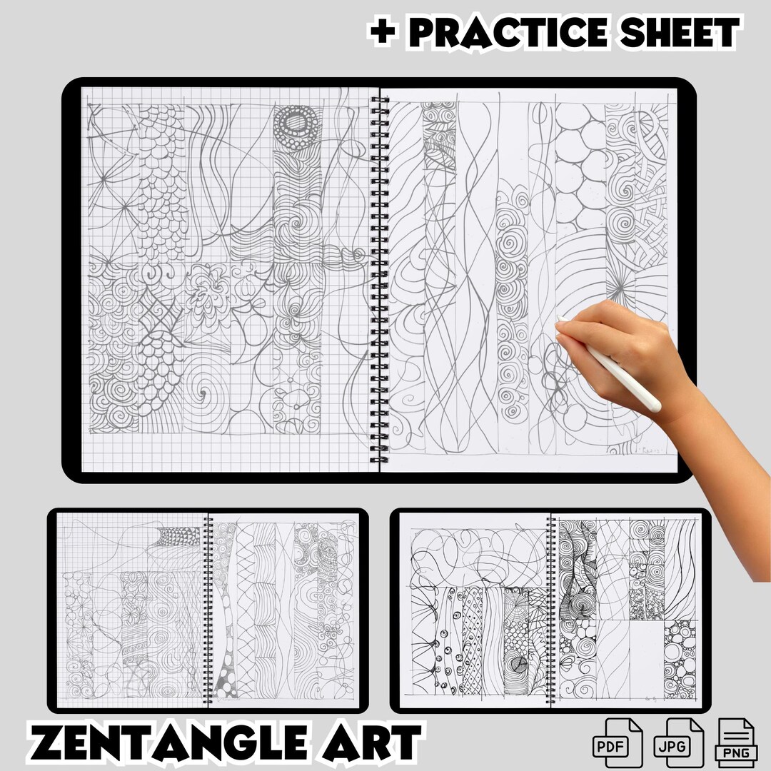 Zentangle Patterns & Templates, Beginner Training Set, Line Practice ...