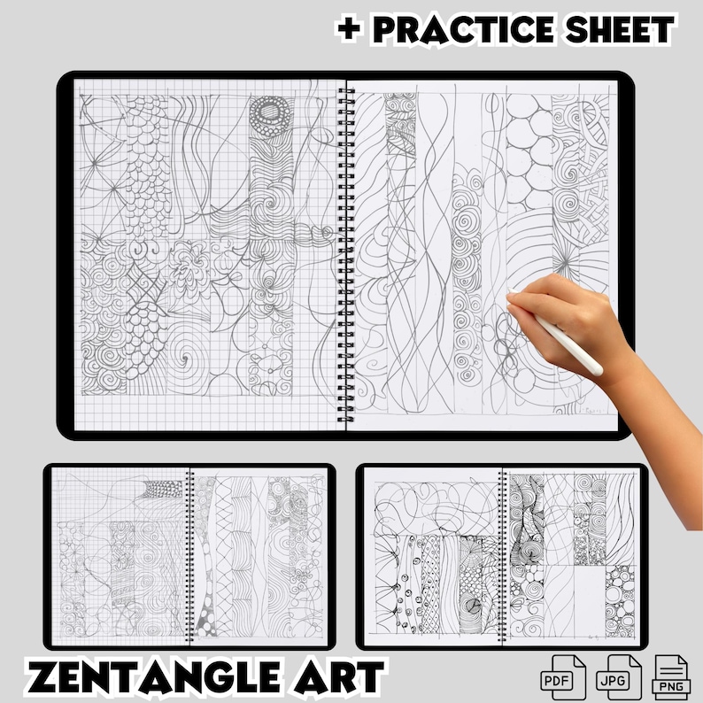 Zentangle Patterns & Templates, Beginner Training Set, Line Practice ...