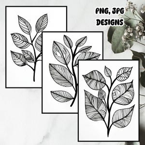 Zentangle Leaves Patterns, Large Leaves, Nature Prints, Ornaments Set ...