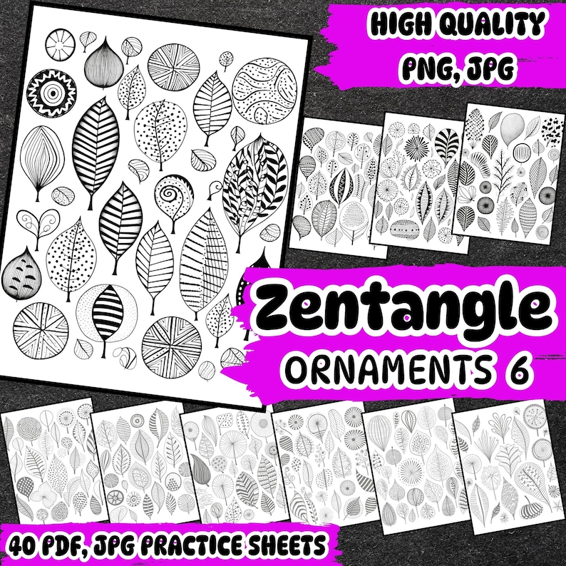 Zentangle: Unique Doodling Designs and Artistic Practice Sheets ...