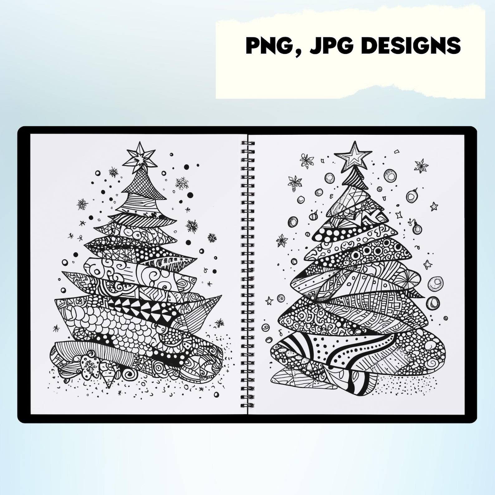 Christmas Tree Zentangle Coloring Pages, Doodling With Tree Designs ...