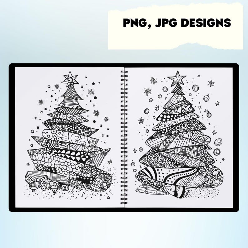 Christmas Tree Zentangle Coloring Pages, Doodling With Tree Designs ...