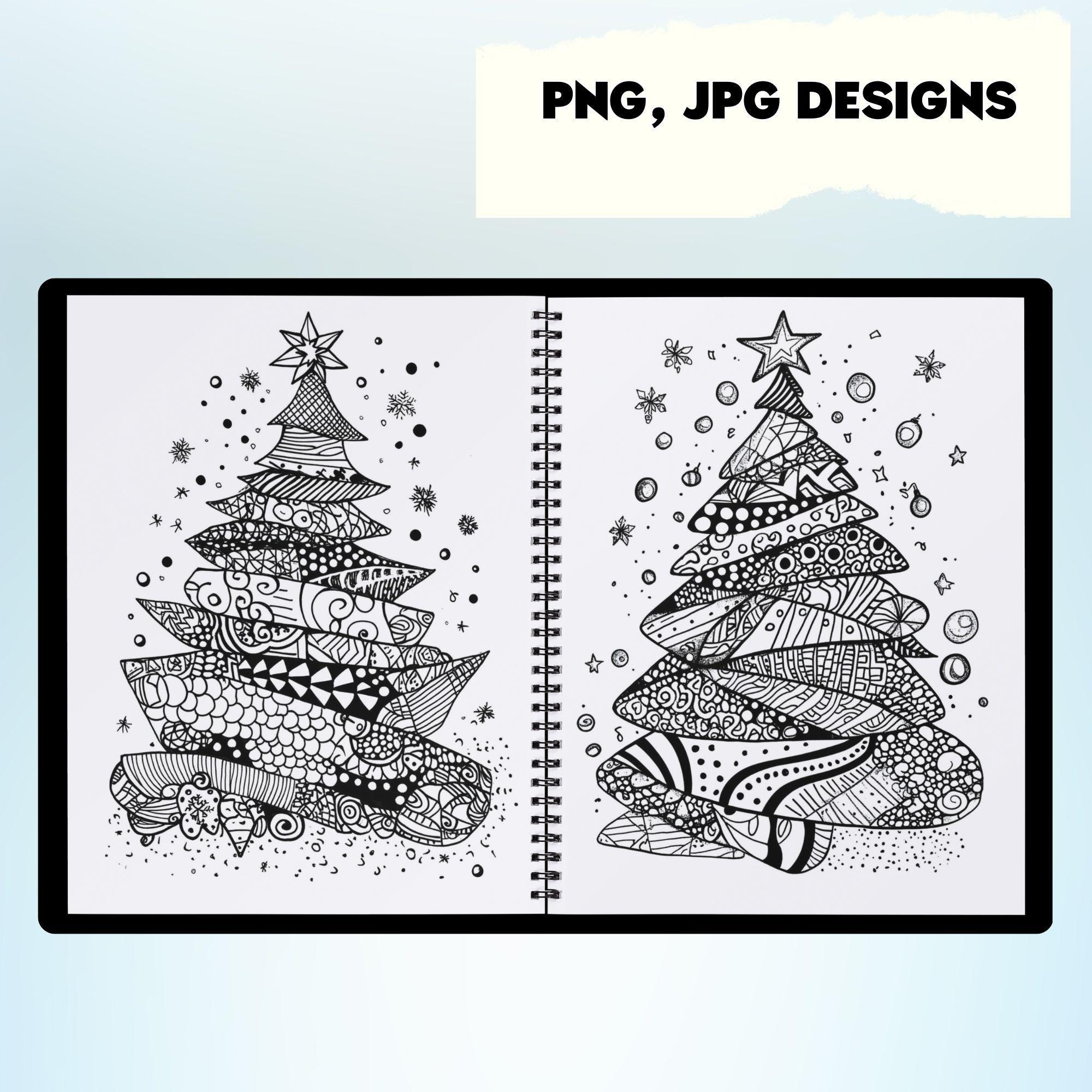 Christmas Tree Zentangle Coloring Pages, Doodling With Tree Designs ...