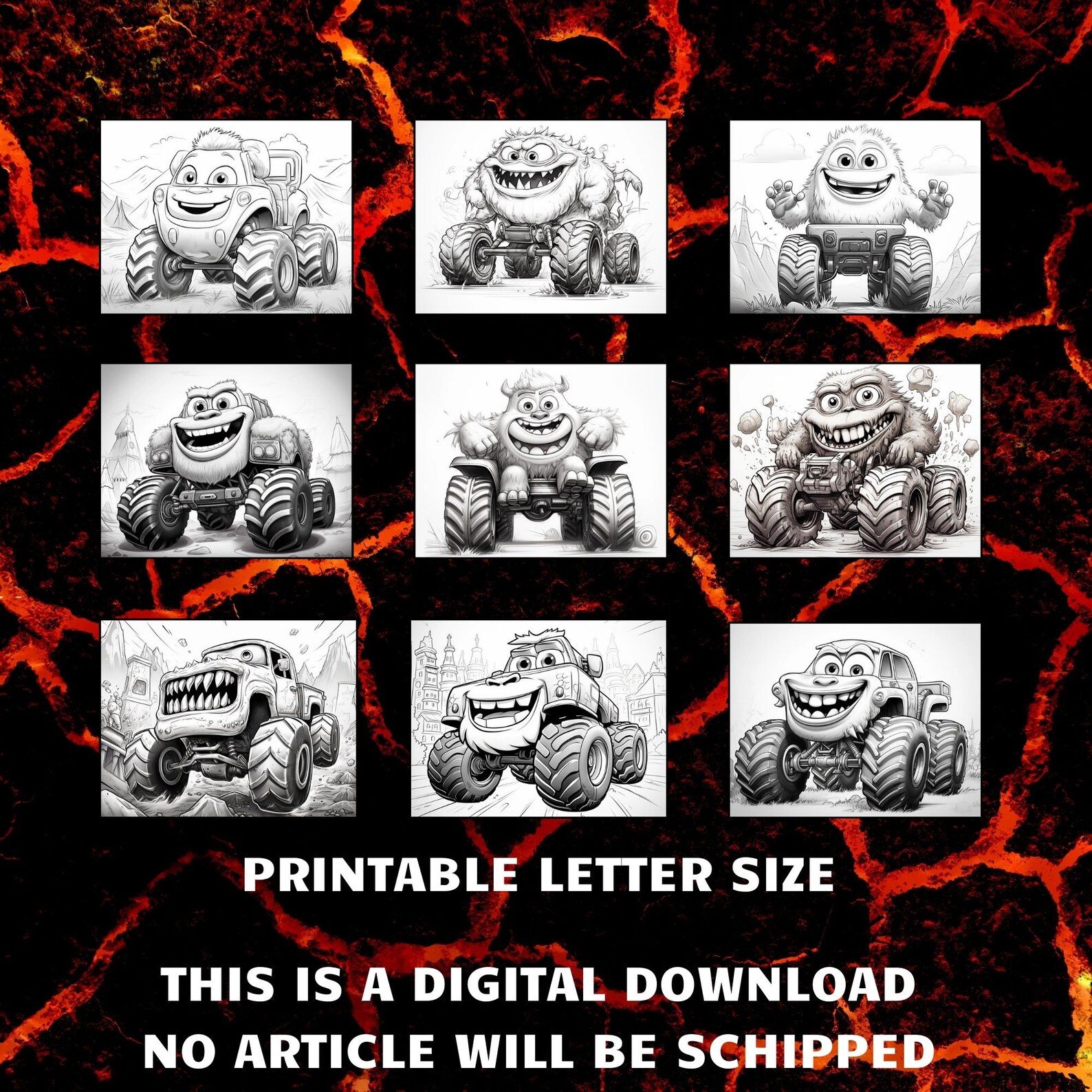 Roaring Fun, Printable Cute Monsters, Monster Truck Coloring Pages ...