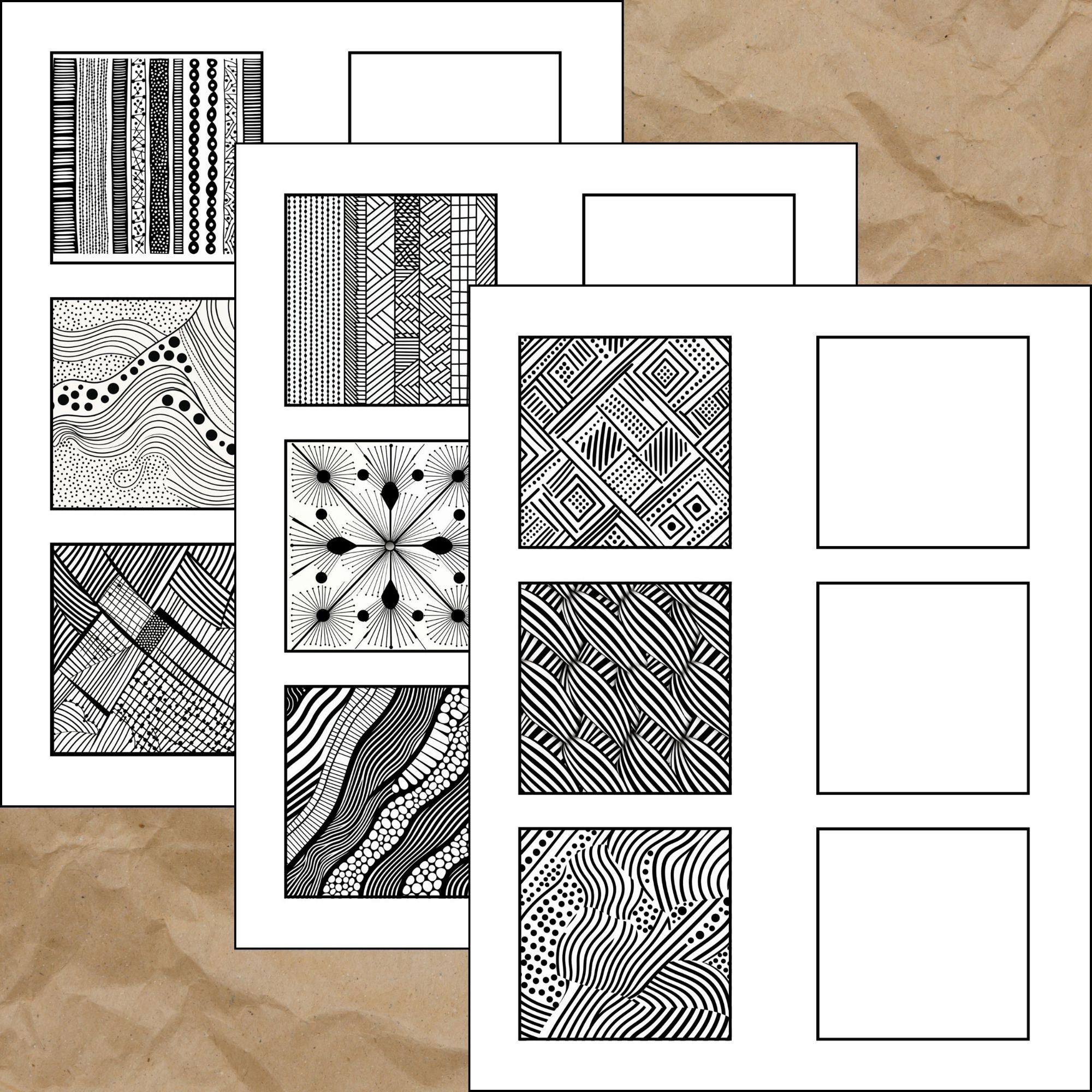 Zentangle Pattern Templates, Zen Doodle Workbook, Patterns Training ...