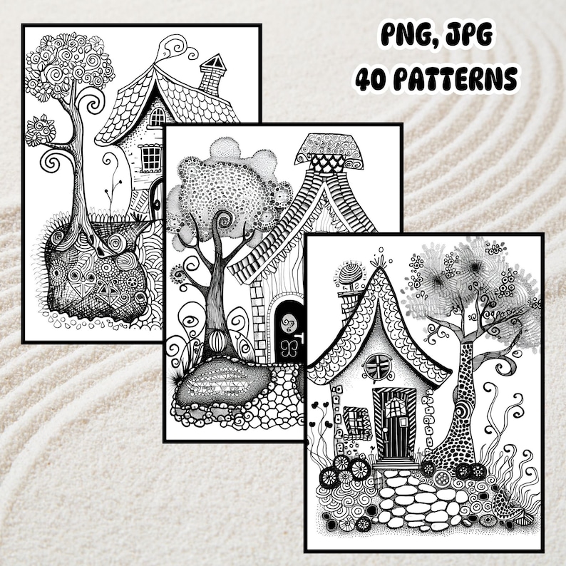 Zentangle Art: Explore Beautiful House Coloring Book, Worksheets, and ...