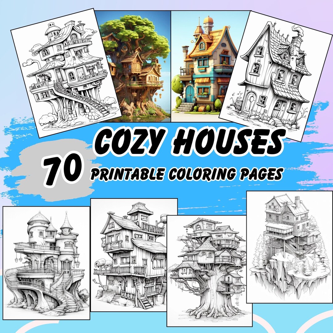 Cozy Fantasy House Coloring Pages, 70 Detailed Illustrations (pdf) - Etsy