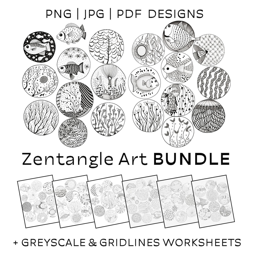 Ocean Zentangle Art Bundle | Adult Activity Pages | Sea Life Templates ...