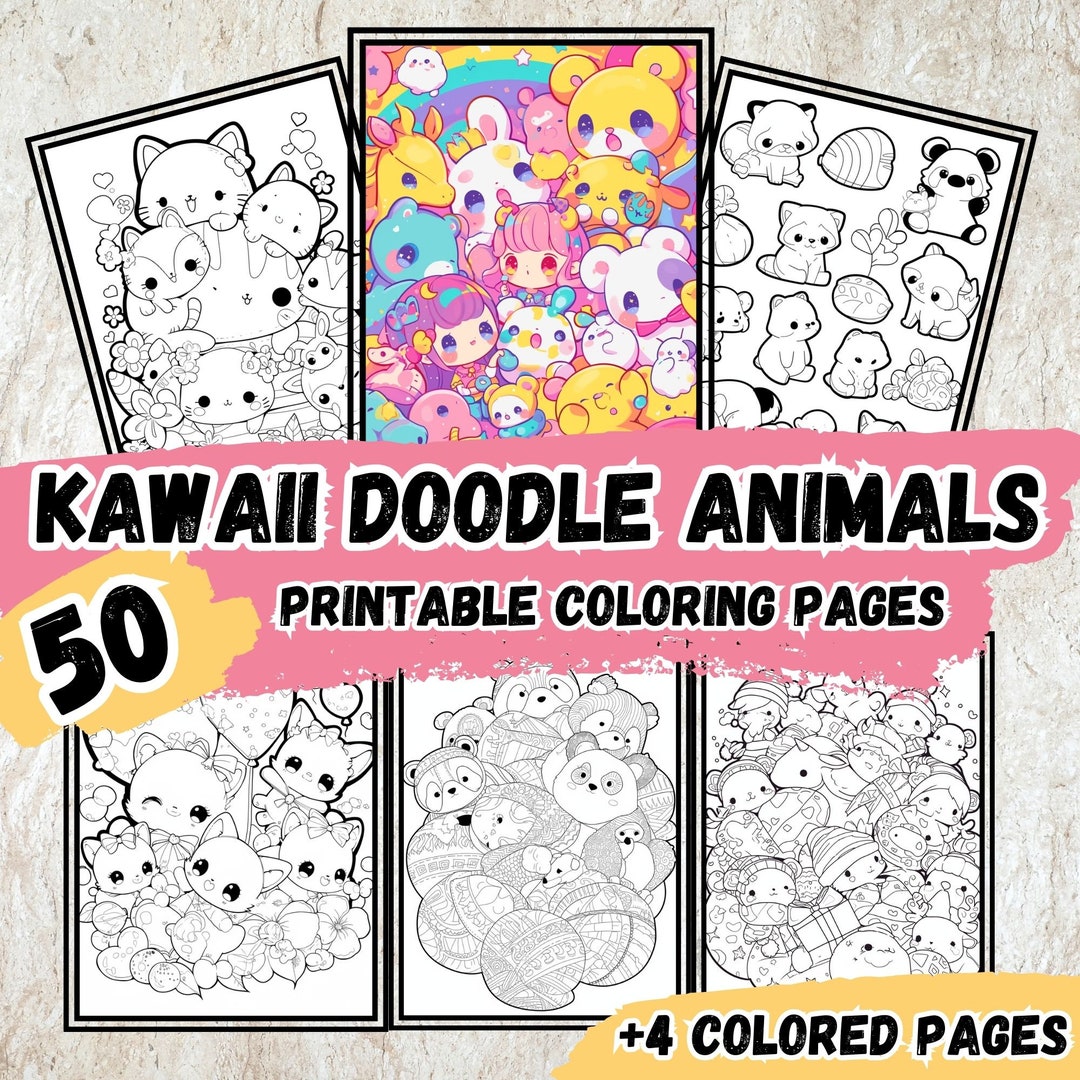 Kawaii Animal Doodle Coloring Pages | 40 Cute Critters to Color | Kid ...