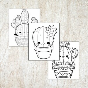 Kawaii Cacti Coloring Pages, Traceable Pictures, Cactus Print, Plant ...