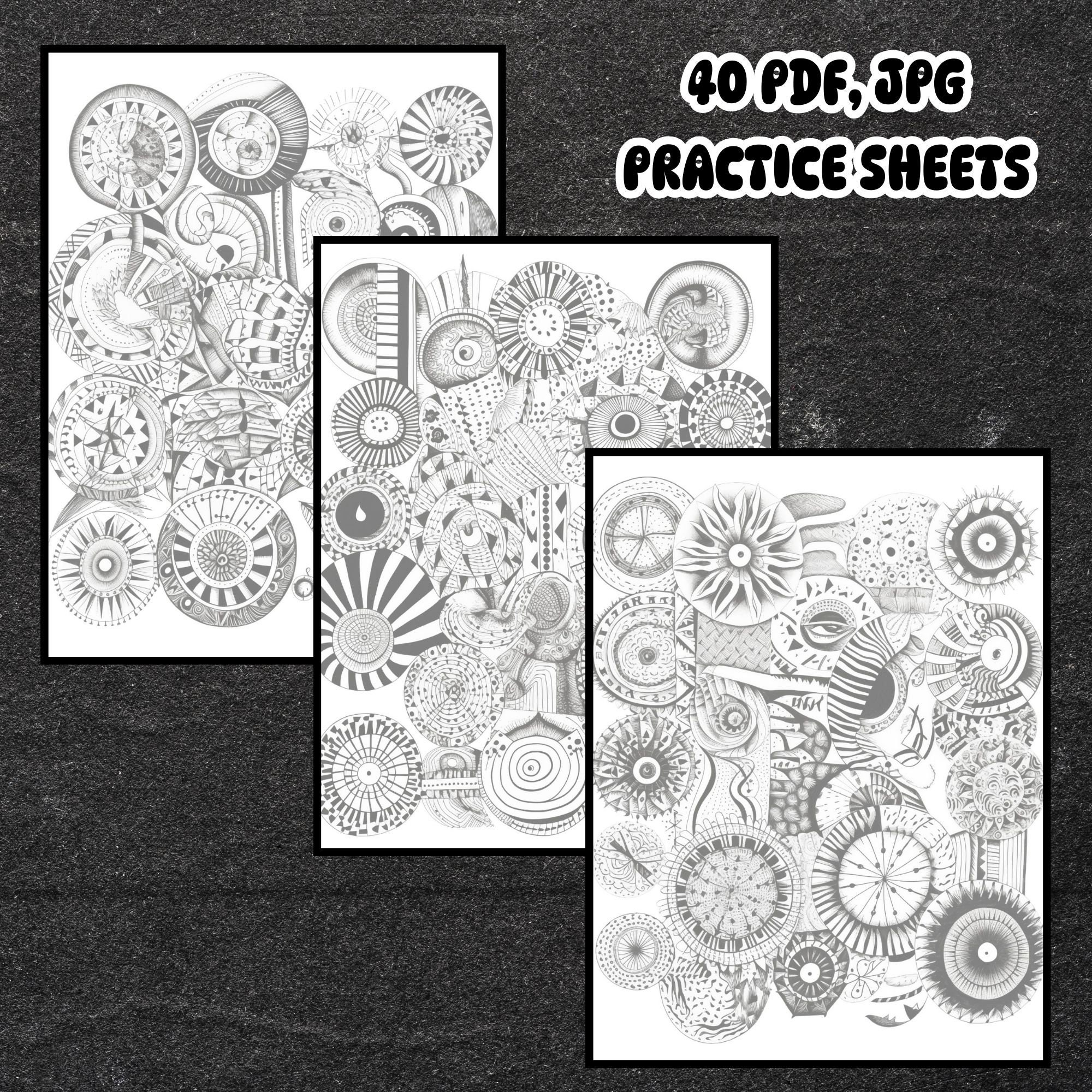 Zentangle Practice Sheets, Doodling Art, Explore 1000 Intricate ...