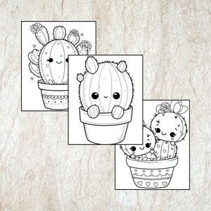Kawaii Cacti Coloring Pages, Traceable Pictures, Cactus Print, Plant ...