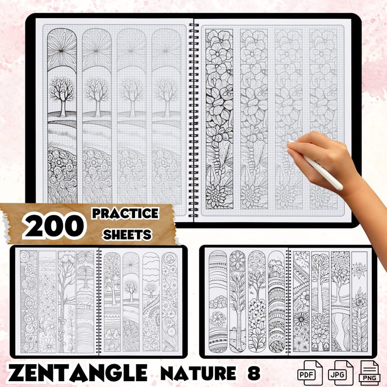 200 Zentangle Templates, Beginner-friendly Drawing Set (PDF, JPG, PNG ...