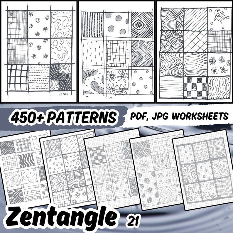 450+ Zentangle Patterns, Zentangle Practice Sheet, Easy How to Draw ...