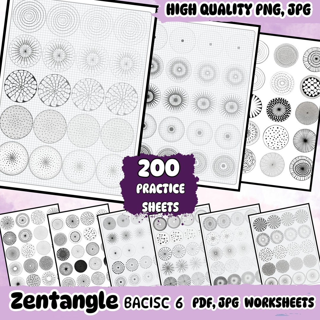 Zentangle Practice Sheets, Mandala Worksheets, Zentangle Patterns ...