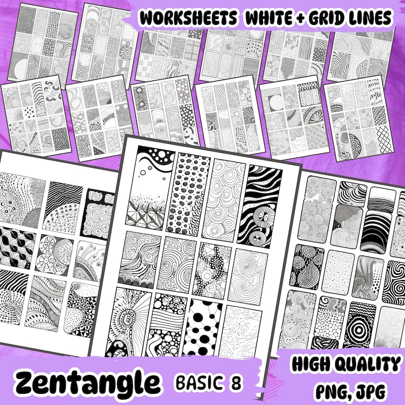 Zentangle Worksheets, 80 Practice Sheets, 400 Stunning Designs, Doodle ...