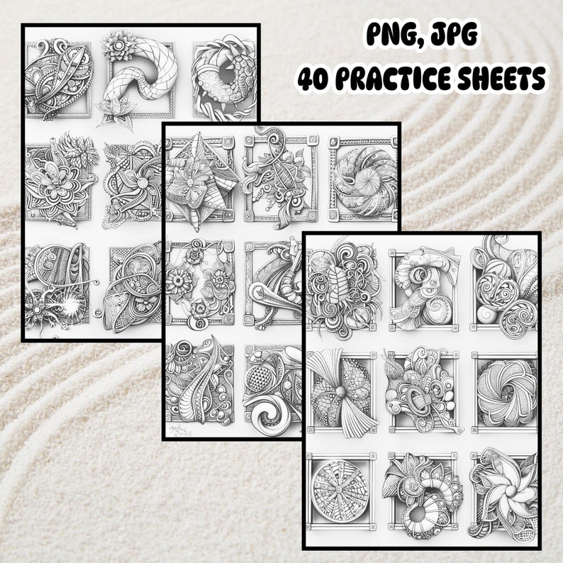 400+ Zentangle Patterns, Doodle Art Practice Sheets (digital Download ...