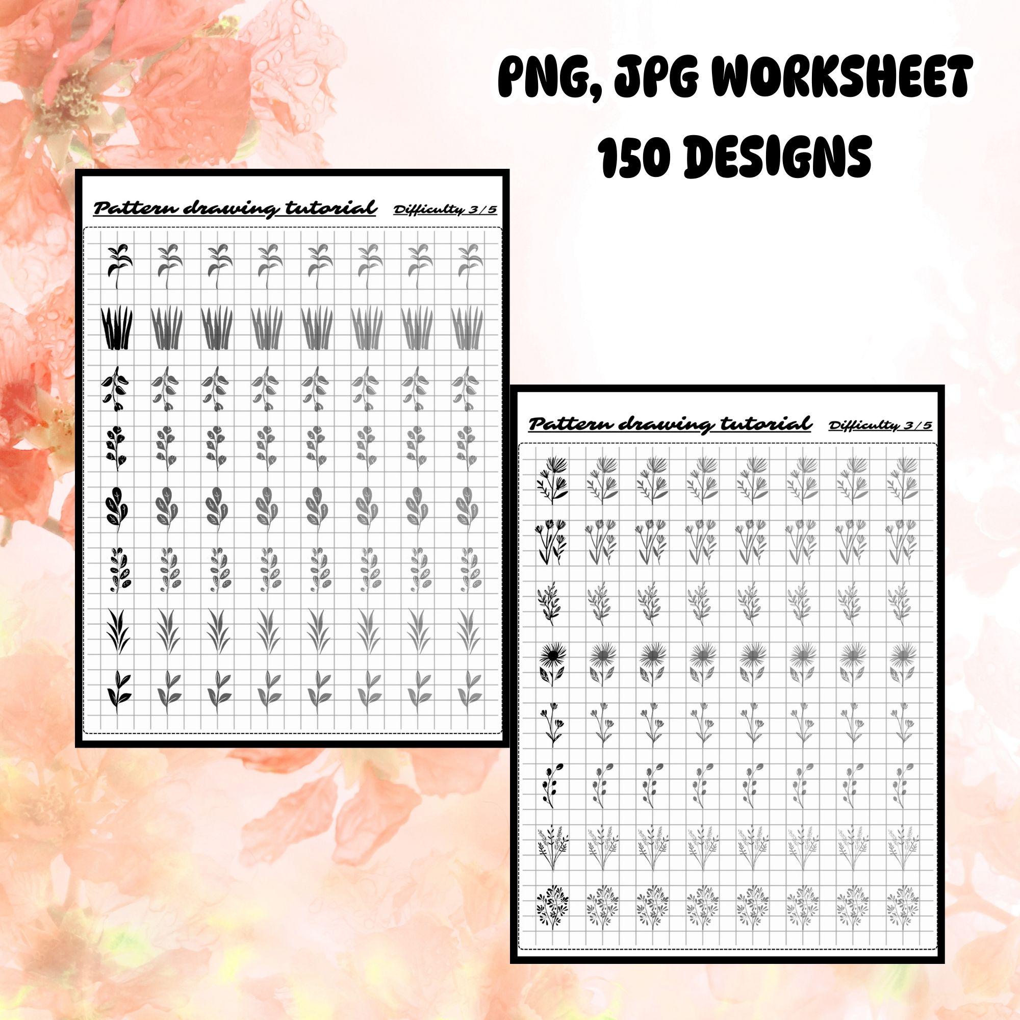 Flower Drawing Step-by-step Worksheets, Beginner Floral Drawing Guide ...