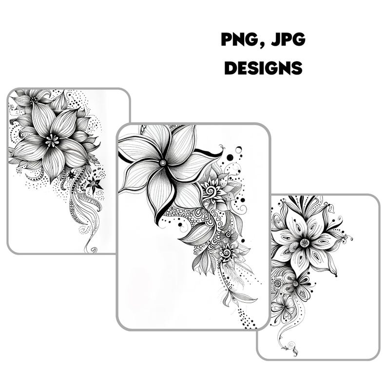 Floral Botanical Zentangle Patterns, Mandala Art for Stress Relief ...