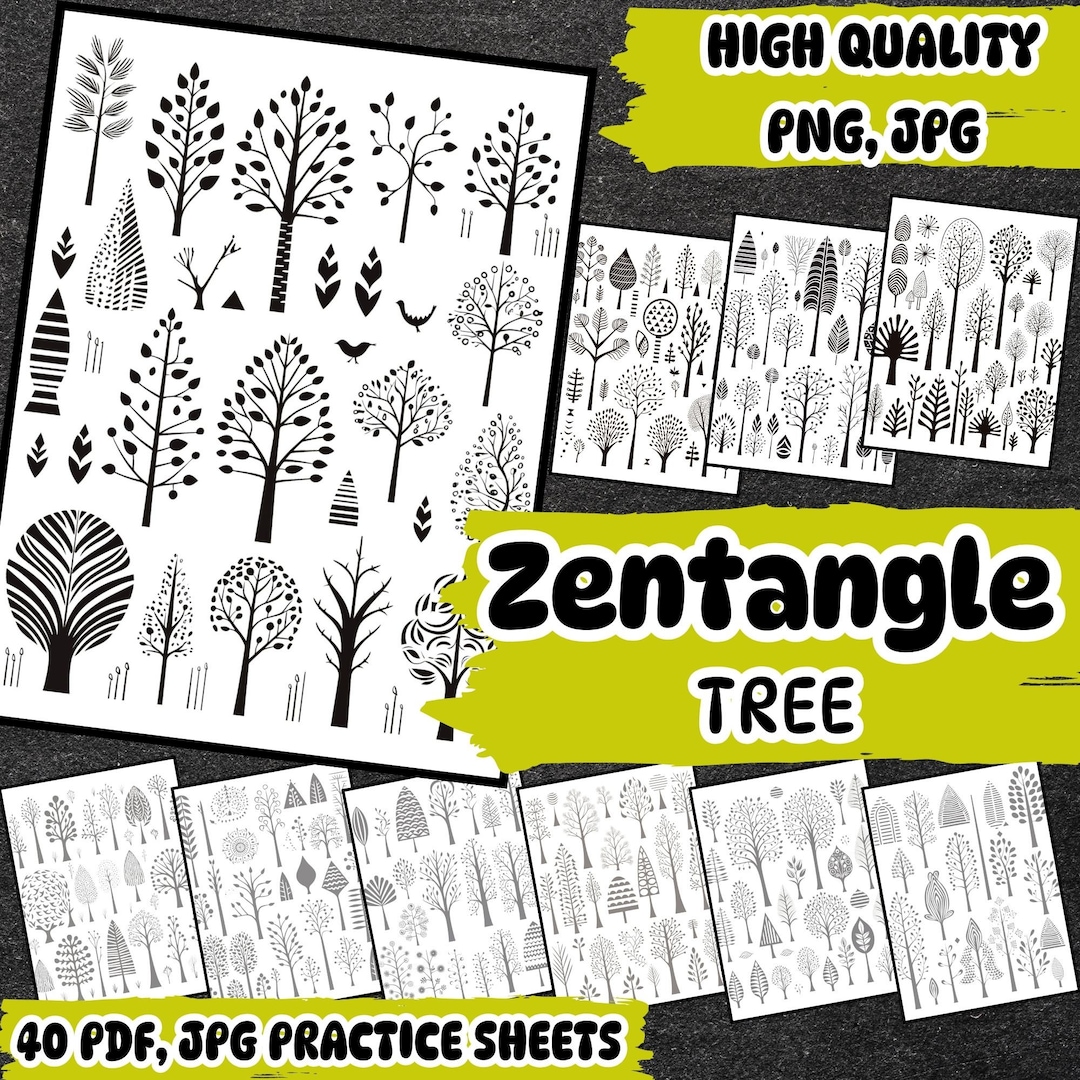 Zentangle Art, 1000+ Tree Designs and Patterns on Practice Sheets ...