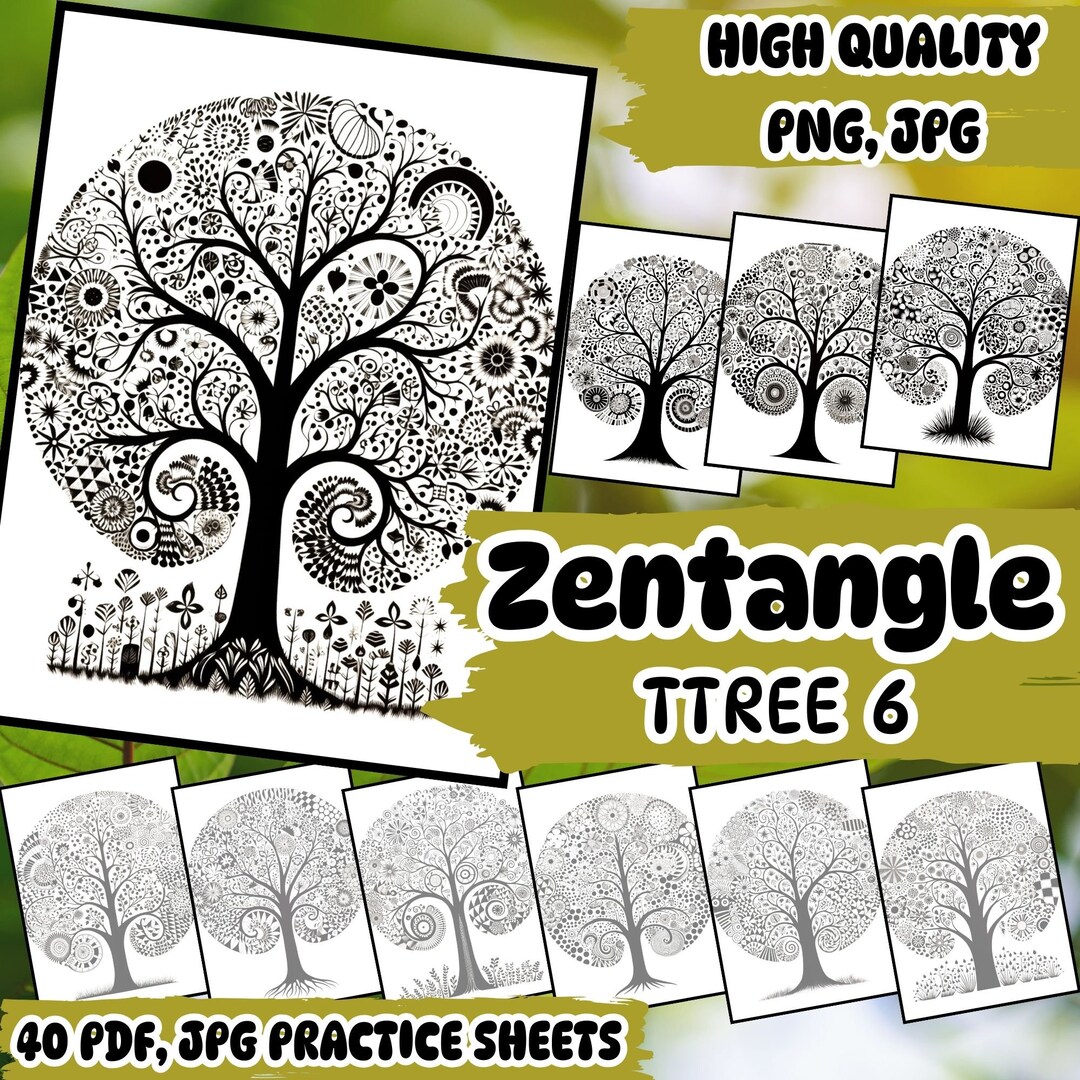 Zentangle Patterns, Black and White Tree Printable, Zentangle Magic ...