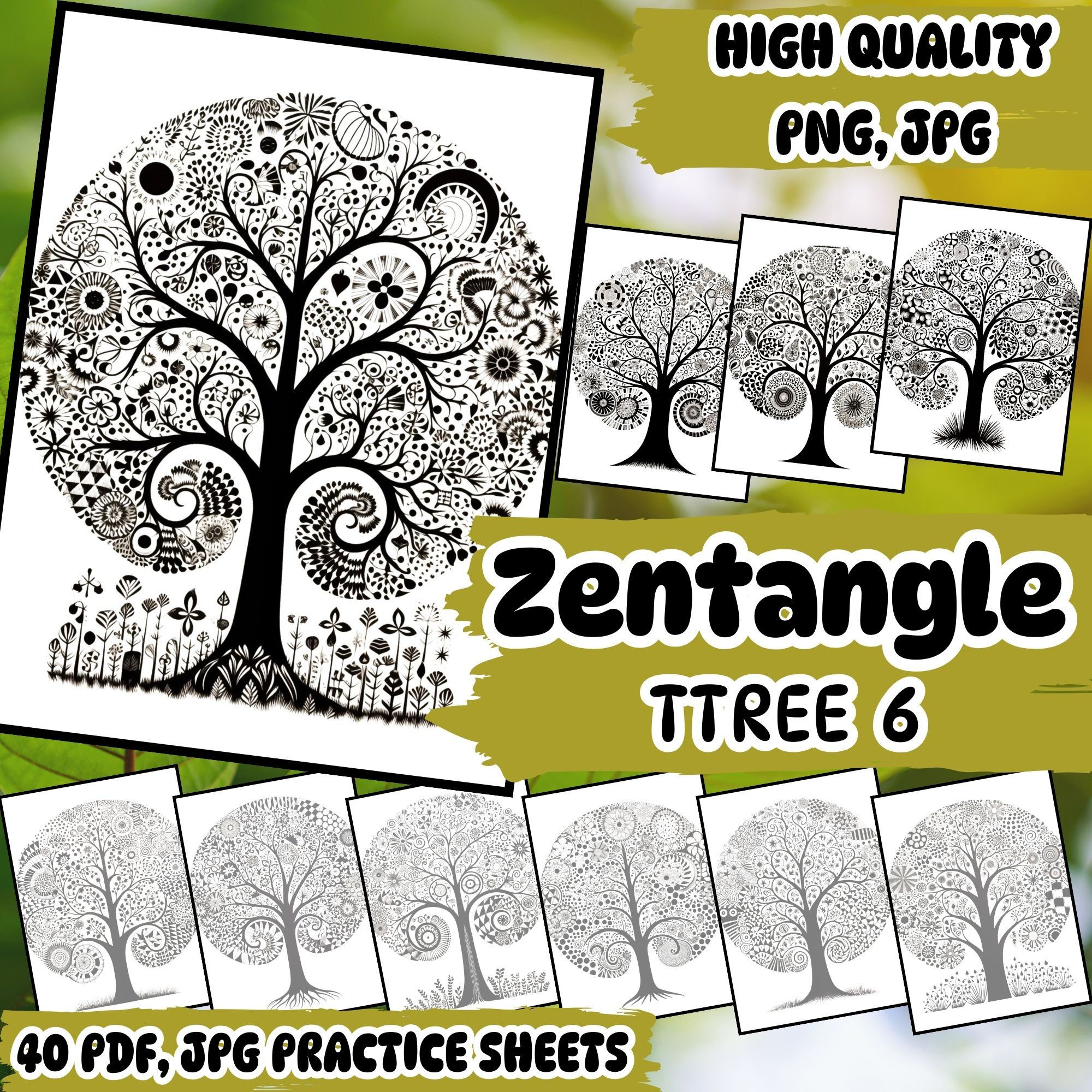 Zentangle Patterns, Black and White Tree Printable, Zentangle Magic ...