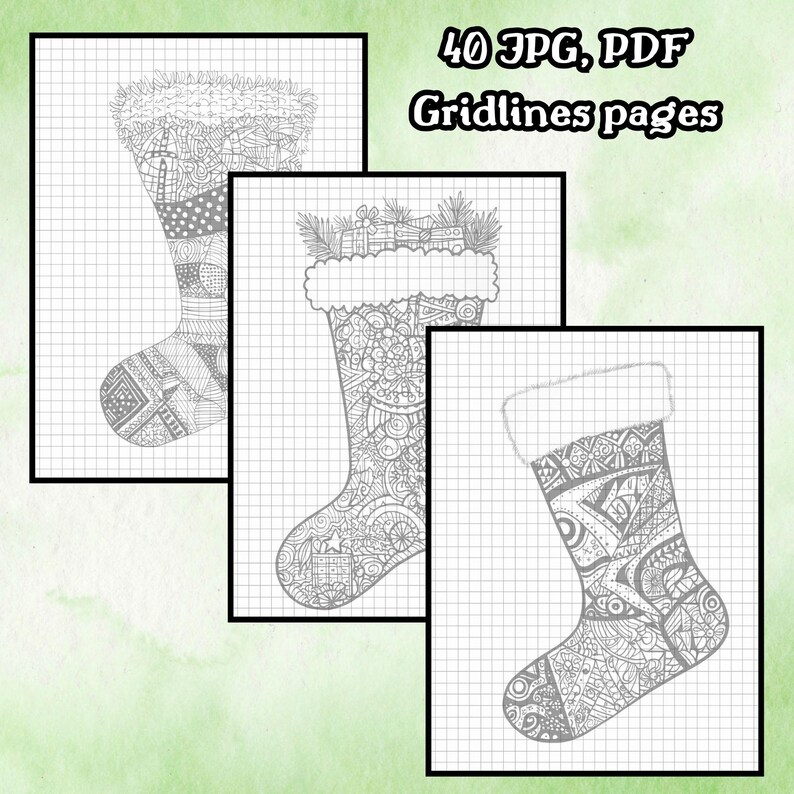 Christmas Stocking Zentangle Coloring Pages, Holiday Ornaments (digital ...
