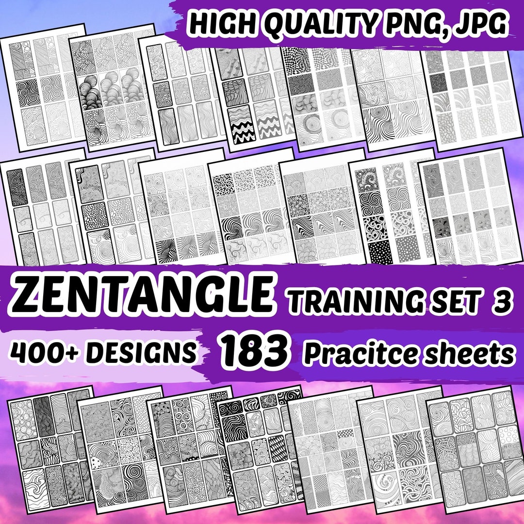 Zen Doodle Workbook, Zentangle Pattern Templates, Zentangle Practice ...