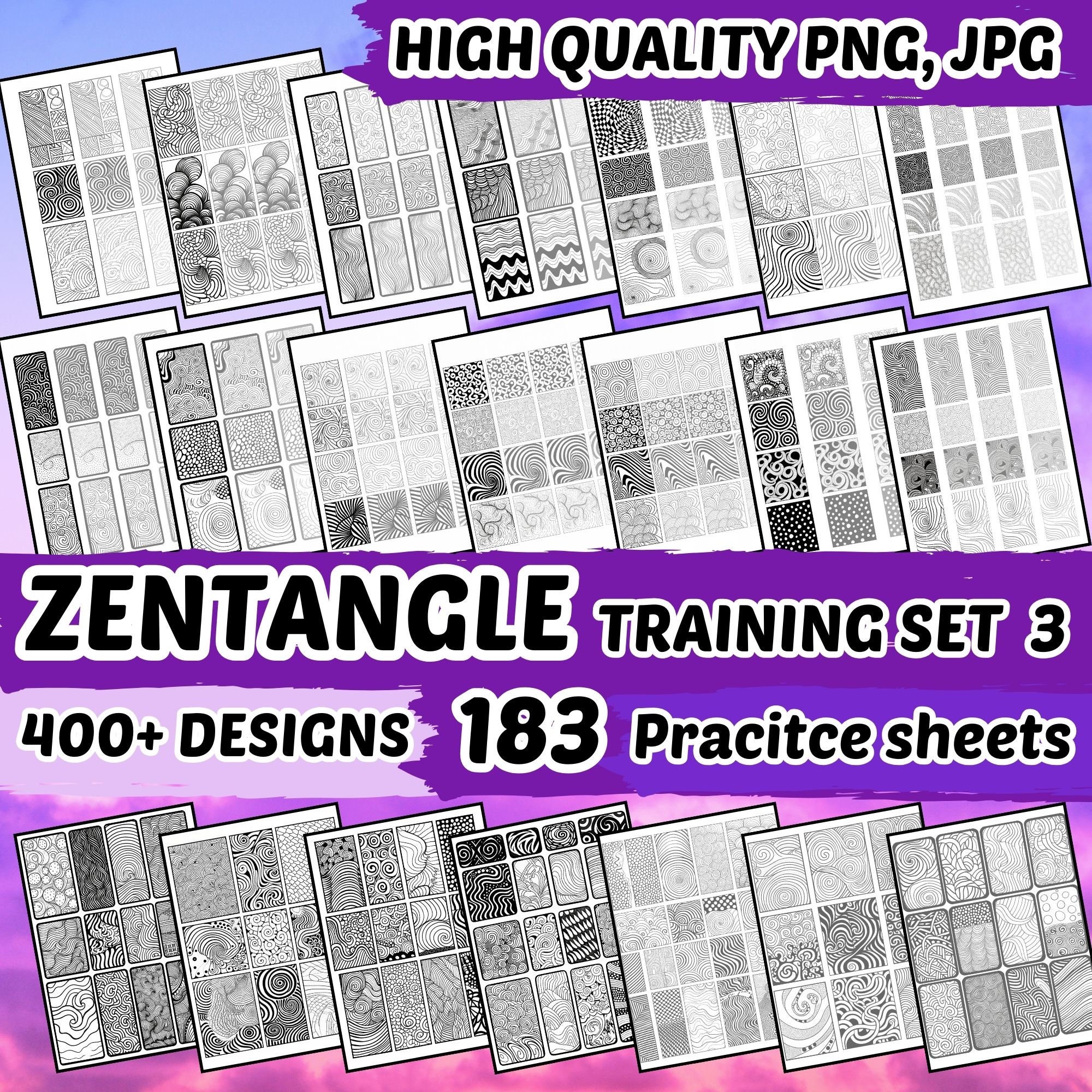Zen Doodle Workbook, Zentangle Pattern Templates, Zentangle Practice ...