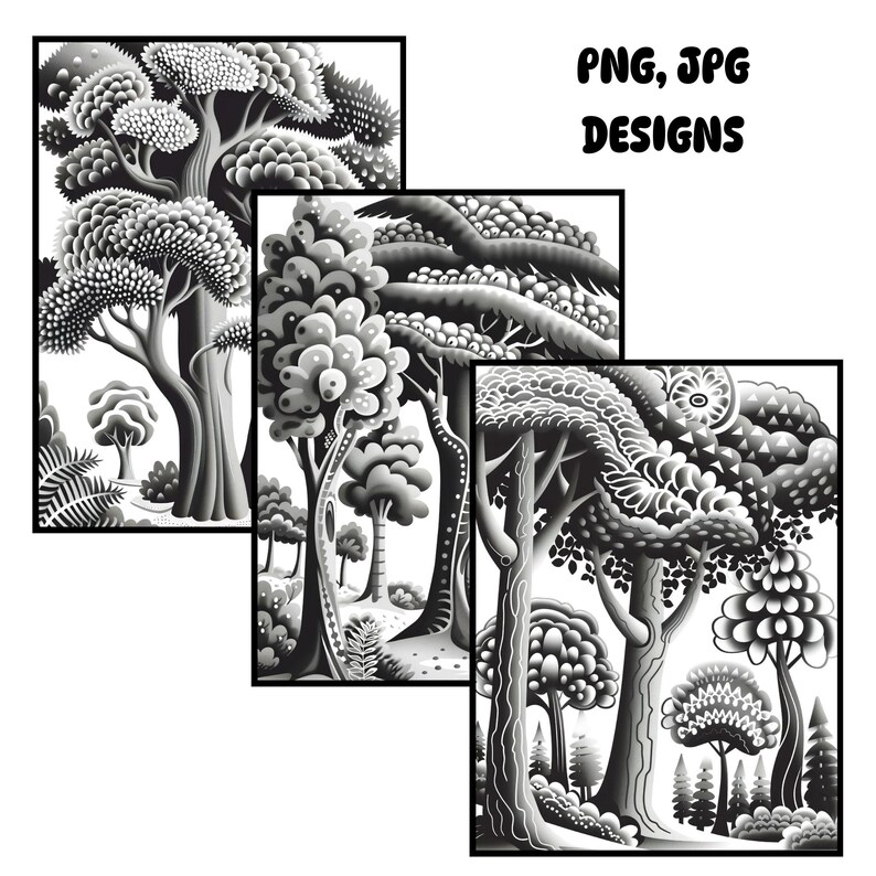 Zentangle Tree Drawing Practice Sheets | 40 PDF JPG Zendoodle Tree ...