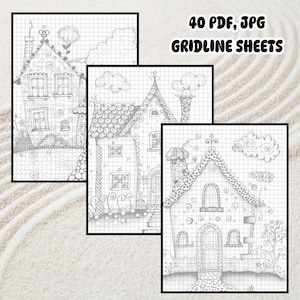 Fairy House Zentangle Coloring Pages, Practice Sheets (PDF, JPG, PNG ...