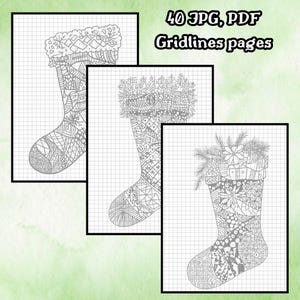 Christmas Stocking Zentangle Coloring Pages, Holiday Ornaments (digital ...