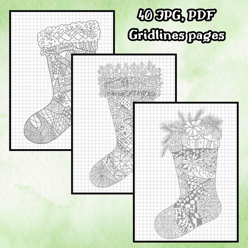 Christmas Stocking Zentangle Coloring Pages, Holiday Ornaments (digital ...
