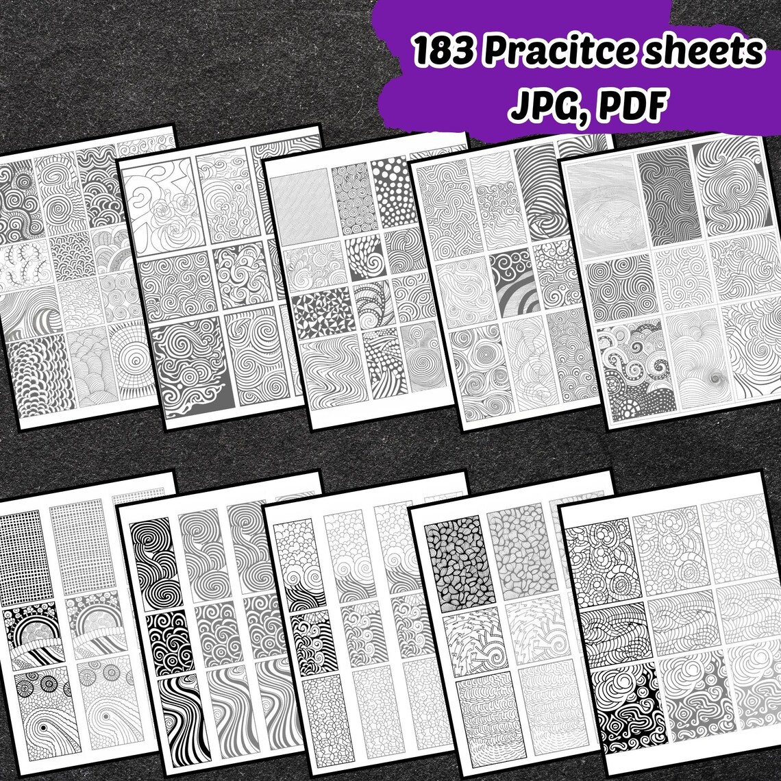 Zen Doodle Workbook, Zentangle Pattern Templates, Zentangle Practice ...