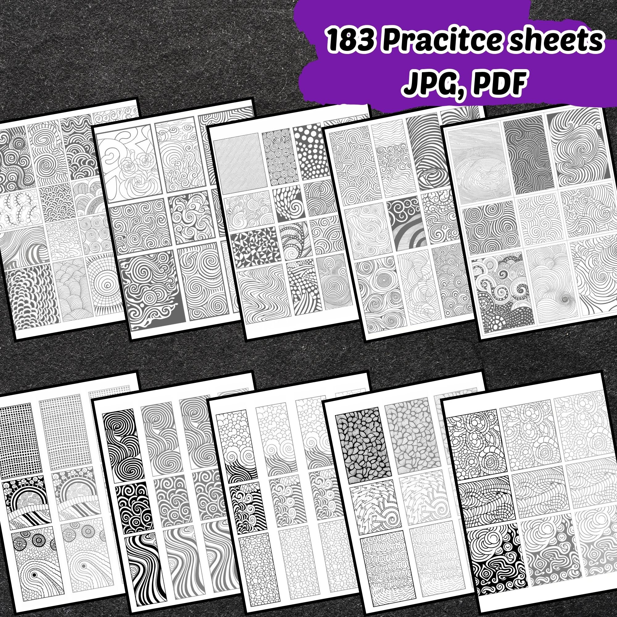 Zen Doodle Workbook, Zentangle Pattern Templates, Zentangle Practice ...