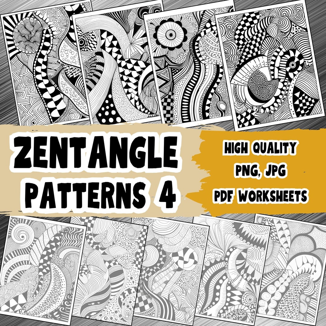 Zentangle With Intricate Patterns: Explore PNG, JPG, and PDF Worksheets ...