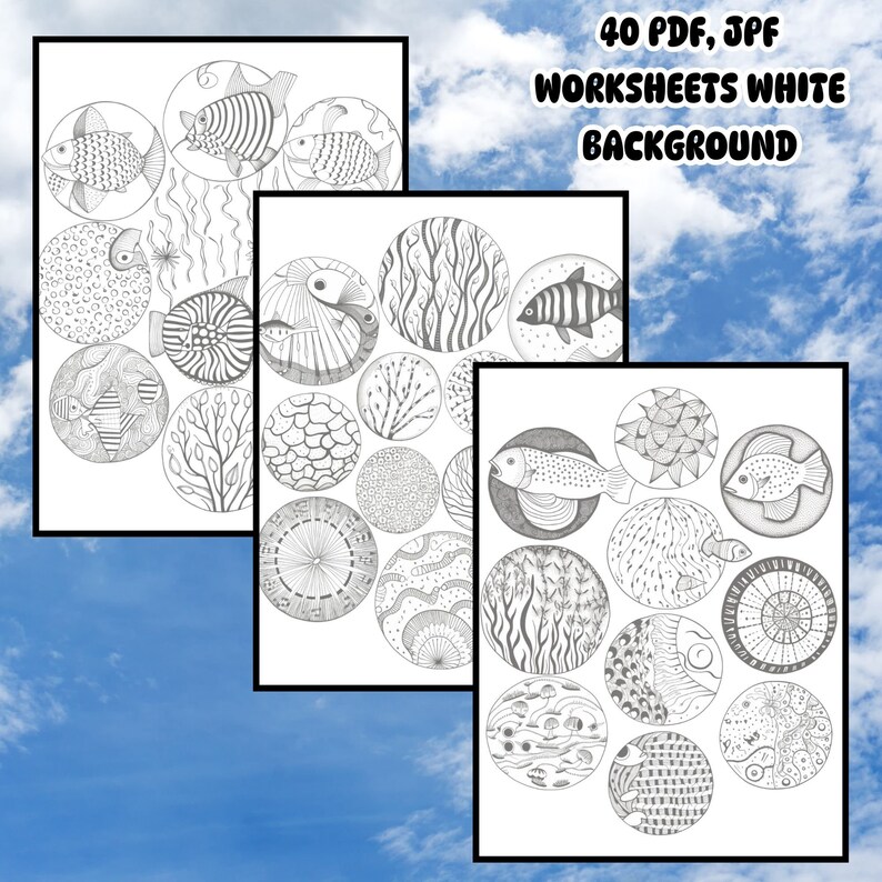 Zentangle Practice Sheets, Ocean Themed Ornaments, Calm Sea Print ...