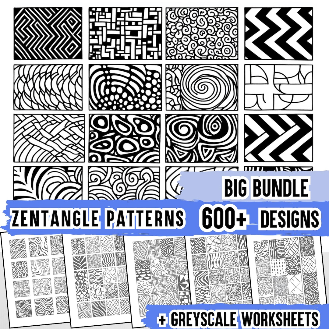 1000+ Zentangle Pattern Sheets: Line Art Workbook (digital Download) - Etsy