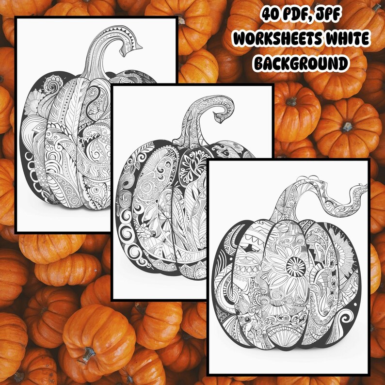 Zentangle Pumpkin Designs: Halloween PNG, Step-by-step Tutorials ...