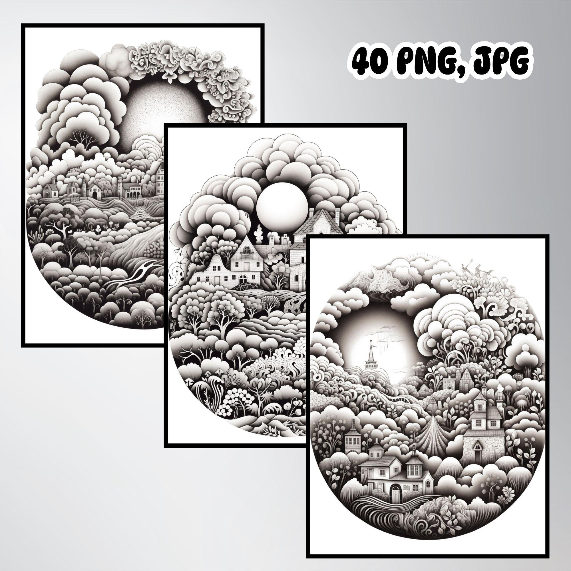 Mystical Zentangle Designs | Fantasy Castles, Enchanted Houses, Dark ...