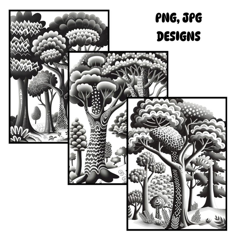 Zentangle Tree Drawing Practice Sheets | 40 PDF JPG Zendoodle Tree ...