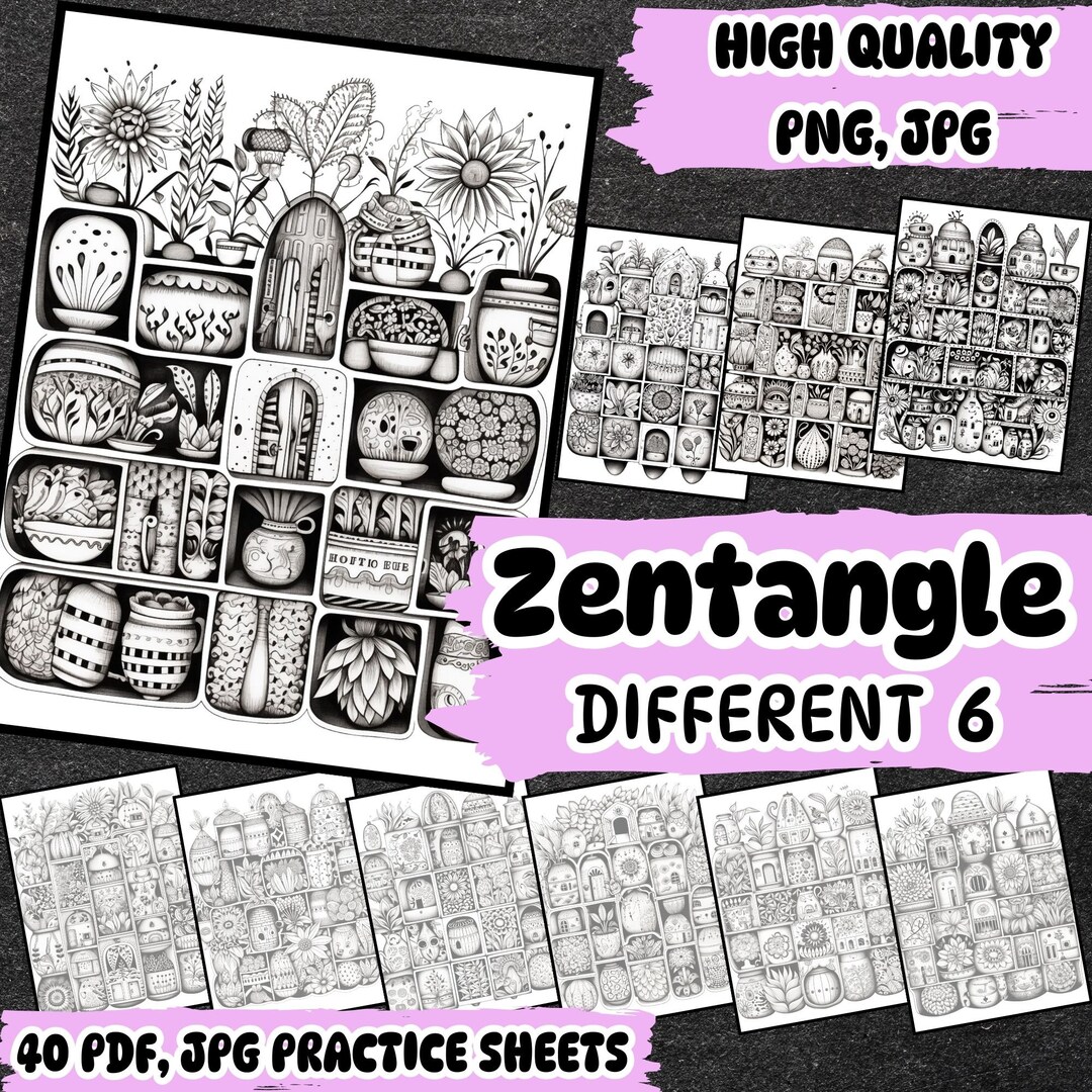 Zentangle Practice Sheets, Explore 1000 Exquisite Patterns for Mindful ...