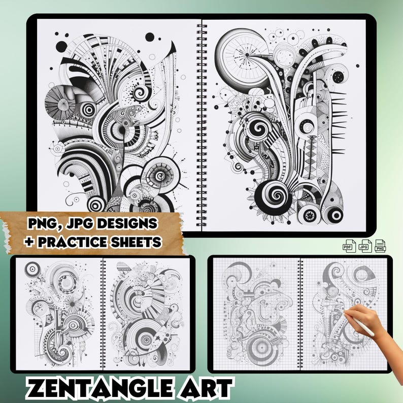 Zentangle Drawing Templates and Practice Sheets: Explore Mesmerizing ...
