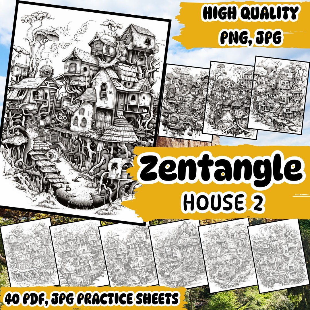 Zentangle Patterns, Dark Realms With Elven Scenery, Castles and Houses ...