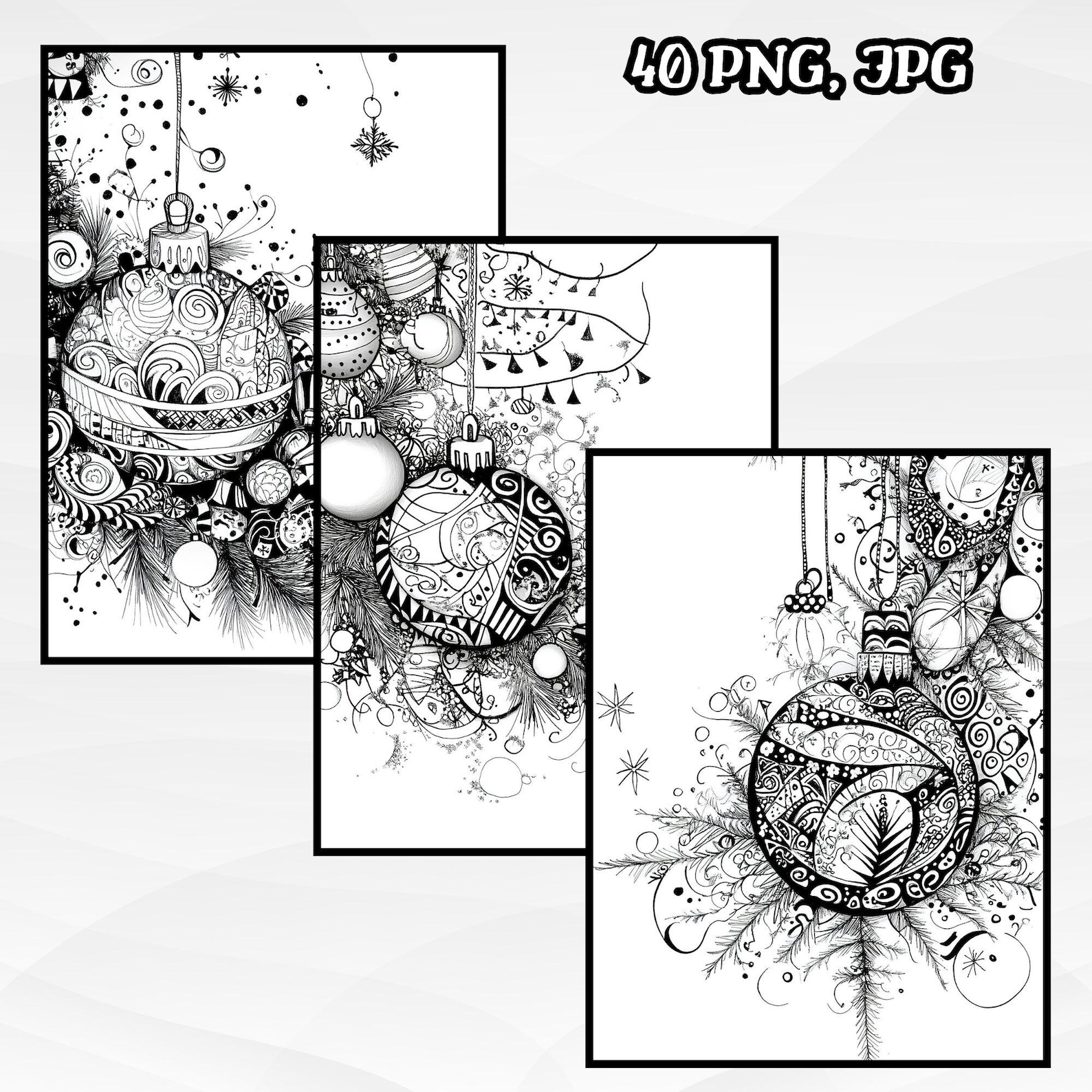 Zentangle Christmas Ornament Coloring Pages (digital Download) - Etsy
